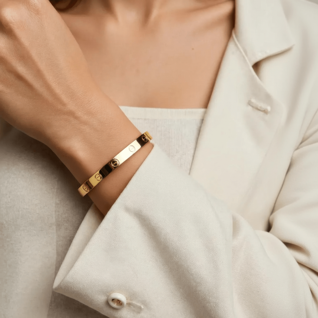 Plain Bangle Bracelet | Sterling Silver 18K Gold Plated – Ermoleve